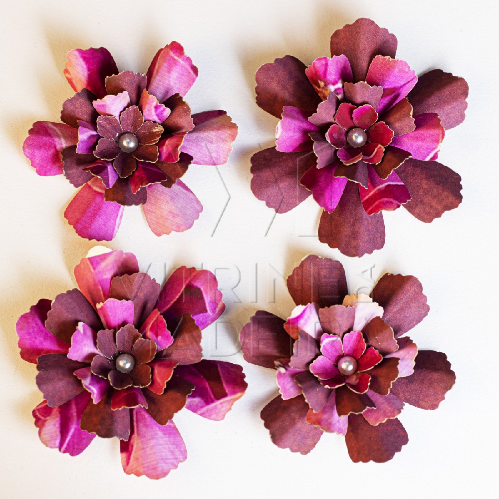 Flor Artesanal Em Papel Trabalhada- Carmin - Vitrine da Madeira